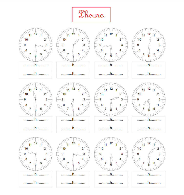 Savoir lire l'heure : exercices - Enseignons.be